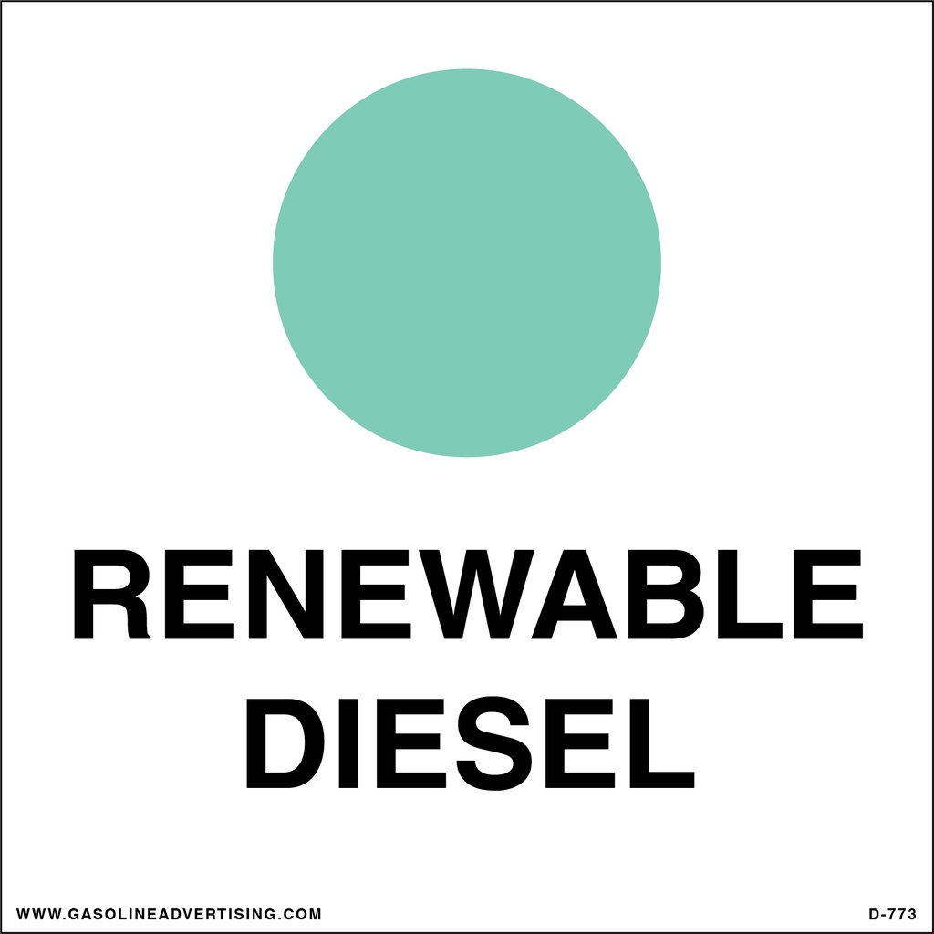 D-773 API Color Coded Decal - RENEWABLE DIESEL | Gasoline Advertising